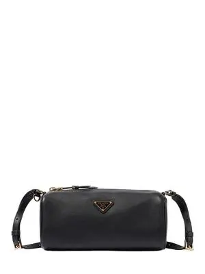 Prada Mini Logo Leather Shoulder Bag - Black