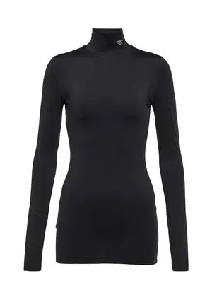 Prada Logo Jersey High-neck Top - Black