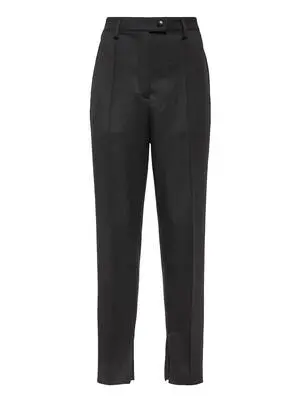Prada High-rise Tapered Wool Pants - Black