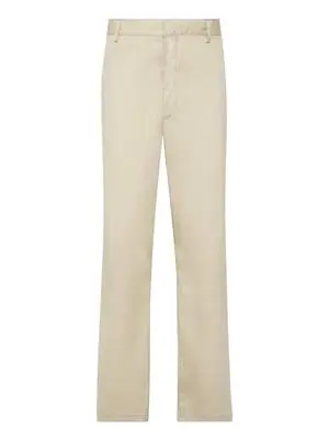 Prada Cotton-blend Straight Trousers - Beige