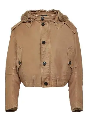 Prada Faux Fur-trimmed Bomber Jacket - Beige