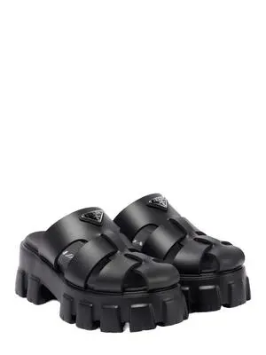 Prada Monolith Platform Sandals - Black