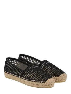 Prada Logo Crochet Espadrilles - Black