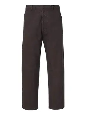 Prada Leather-trimmed Cotton Straight Pants - Brown