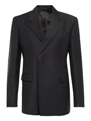 Prada Double-breasted Mohair And Wool Blazer - Grey