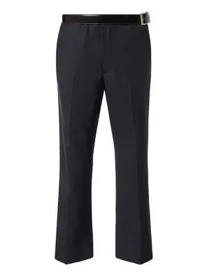 Prada Belted Wool Gabardine Straight Pants - Black