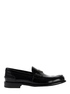 Prada Logo Leather Loafers - Black