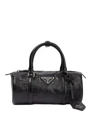 Prada Antique Leather Tote Bag - Black