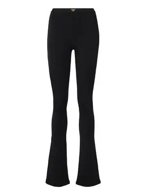 Prada Ribbed-knit Flared Pants - Black