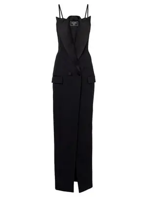 Balmain Wool Grain De Poudre Gown - Black