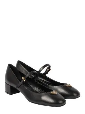 Prada Leather Mary Jane Pumps - Black