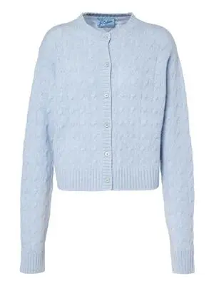 Prada Re-cashmere Cable-knit Cardigan - Blue