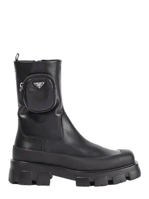 Prada Leather Ankle Boots - Black