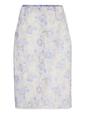 Prada Floral Pencil Skirt - Purple