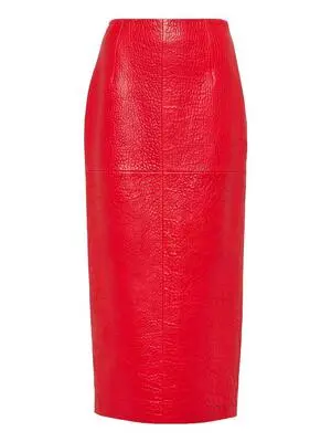Prada Leather Pencil Skirt - Red