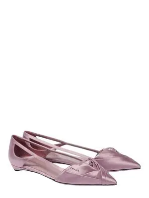 Prada Cutout Satin Ballet Flats - Pink