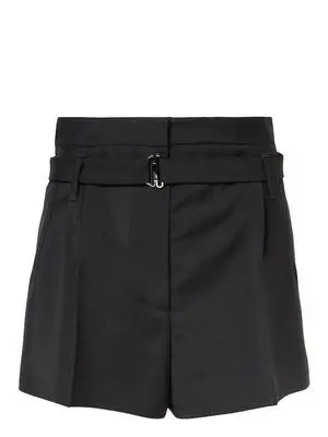 Prada Belted Mohair And Wool Shorts - Black