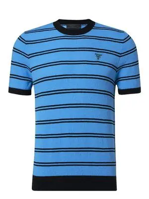 Prada Striped Cotton And Silk Shirt - Blue