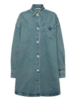 Prada Oversized Denim Shirt Dress - Blue
