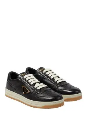 Prada Downtown Leather Low-top Sneakers - Black