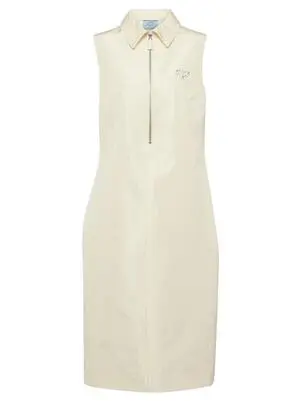 Prada Half-zip Silk-blend Midi Dress - White