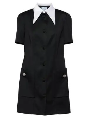 Prada Wool And Satin Shirt Dress - Black