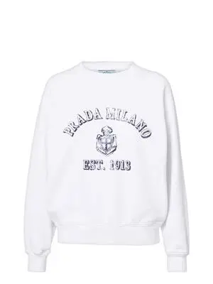 Prada Logo Cotton Sweatshirt - White