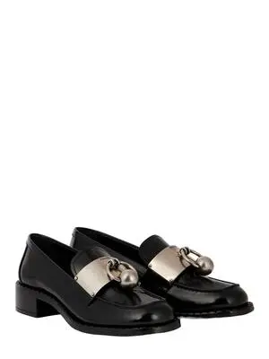 Prada Embellished Leather Loafers - Black