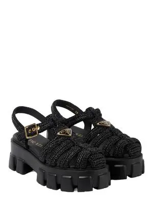 Prada Monolith Platform Sandals - Black
