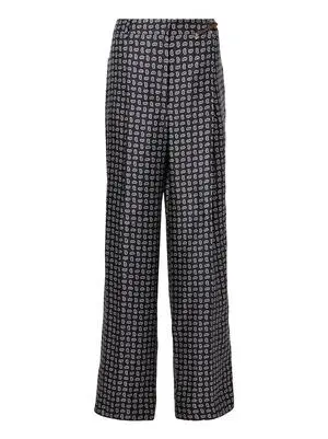 Prada Paisley Silk Twill Pants - Blue