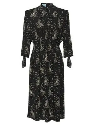 Prada Printed Ruched Shirt Dress - Black