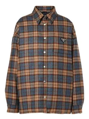 Prada Plaid Wool Overshirt - Brown