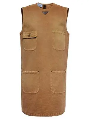 Prada Cotton Canvas Shift Dress - Beige