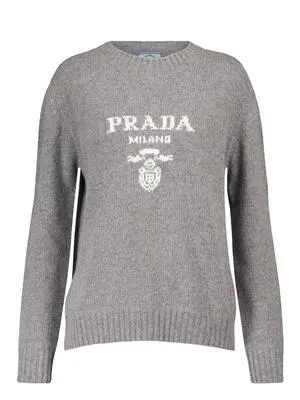 Prada Logo Wool And Cashmere Sweater - Grey