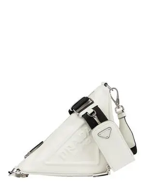 Prada Triangle Leather Shoulder Bag - White