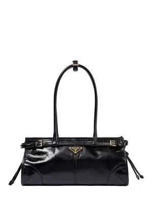 Prada Medium Leather Shoulder Bag Black