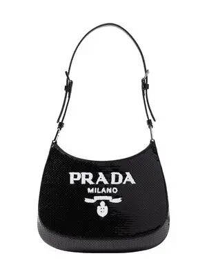 Prada Cleo Small Sequined Shoulder Bag - Black