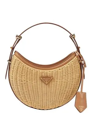 Prada Prada Arqué Woven Shoulder Bag Beige