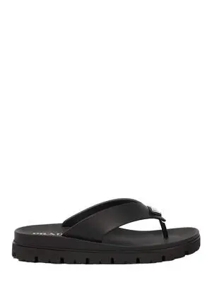 Prada Logo Thong Sandals - Black