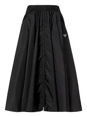 Prada Logo Re-nylon Midi Skirt - Black