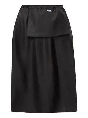 Prada Silk Twill Midi Skirt - Black