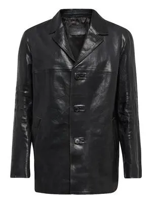 Prada Tailored Leather Jacket - Black