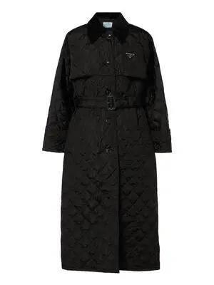 Prada Quilted Full Length Coat - Black
