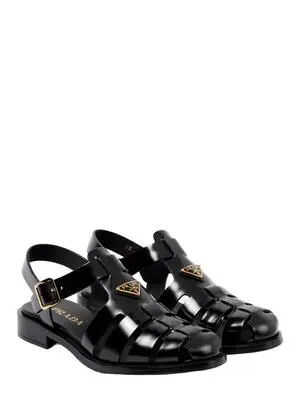Prada Brushed Leather Fisherman Sandals - Black