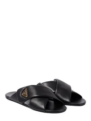 PRADA Prada Logo Leather Slides