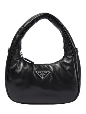 Prada Soft Mini Leather Tote Bag - Black