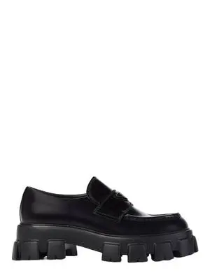 Prada Monolith Leather Loafers - Black