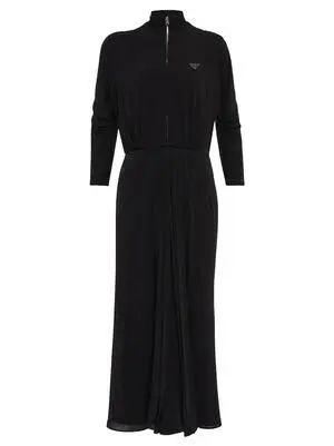 Prada Mockneck Midi Dress - Black