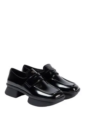Prada Equal Leather Penny Loafers - Black