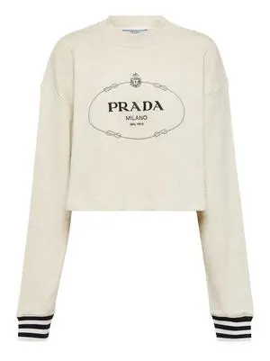 Prada Logo Cotton Sweater - Beige
